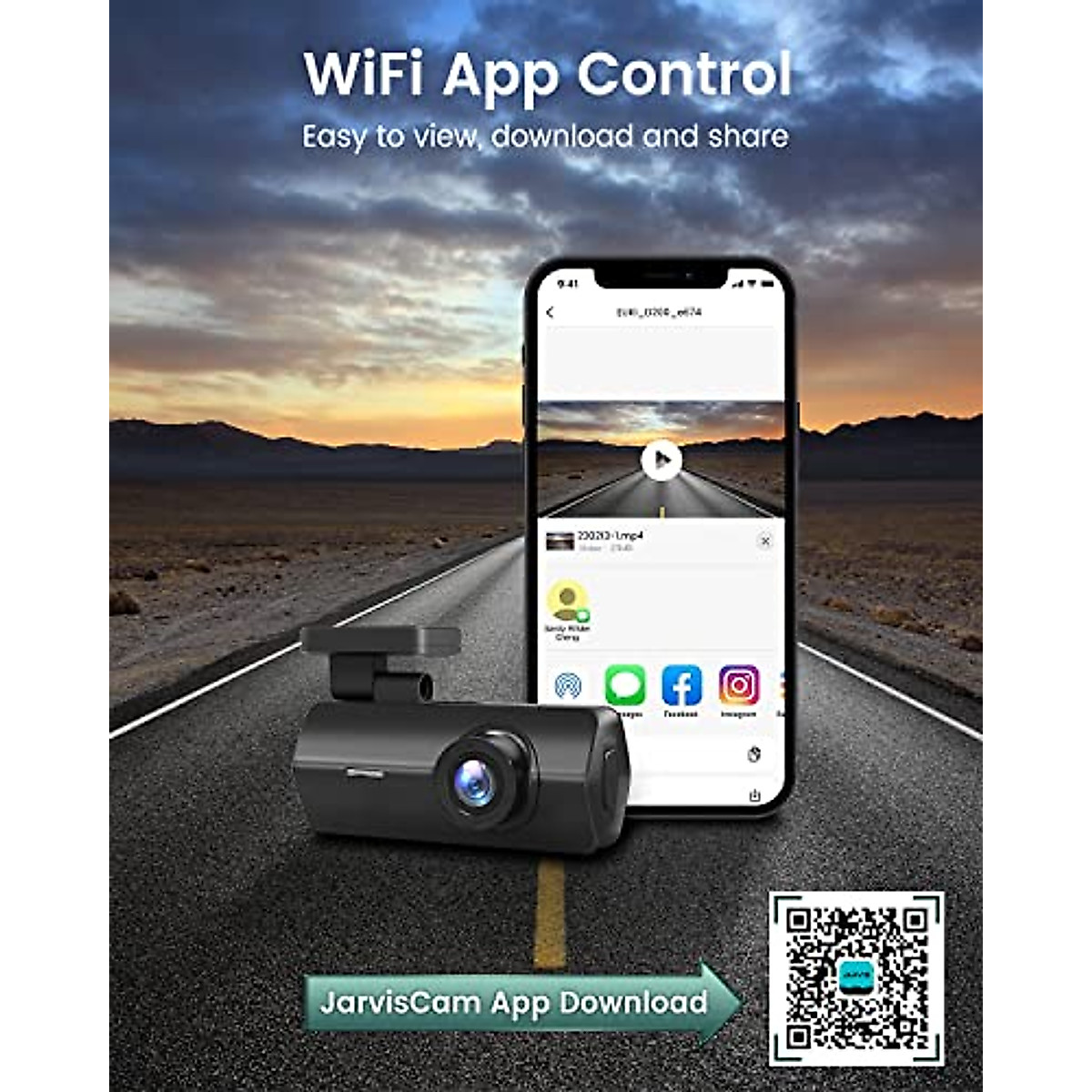 Car Camera 2.5K UHD Dash Cam, WiFi Dash Camera for Cars, Front Dashcam for Cars with Super Night Vision, WDR, 170°Wide Angle, Loop Recording, G-Sensor, 24 Hours Parking Monitor, APP, Support 128GB Max