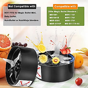 QT 2X Cross Blades compatible with Magic Bullet 250W MB1001 Series With Gaskets Replacement Blender Part