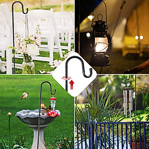 Bird Feeder Pole Hanger - 78 Inch Heavy-duty Shepherds Hooks for Outdoor Garden Decor,Adjustable 5 Prong Shepards Hook Hummingbird Feeder Stand for Hanging Birdfeeders,Wind Chime,Plant - Black