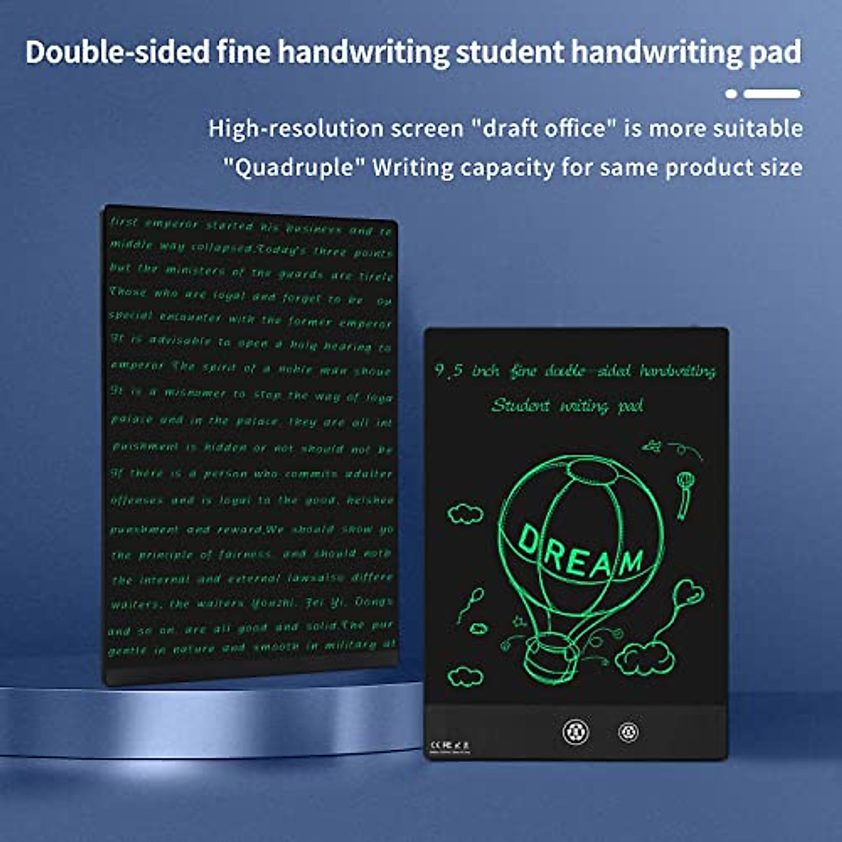 Amoretti Sonnet Mini LCD Writing Tablet, 9.5in Double Display Erasable Reusable Electronic Drawing Pads, Electronic scratchpad for Kids and Adults（Black…