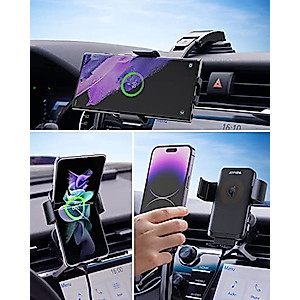 JOYVEVA Wireless Car Charger, Auto Alignment Auto Clamping Car Charging Mount for iPhone14/14 Pro Max/13/13 Pro/12/12 Pro/11/10/8, Vent Dashboard Car Phone Holder for Galaxy S23/S23+/S23Ultra/Flip4/3