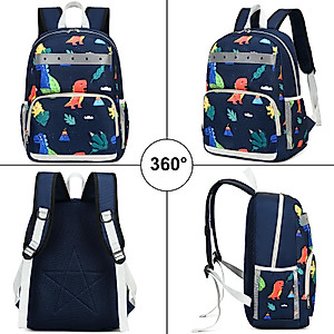 LOIDOU Kids Backpack Boys Kindergarten Preschool Backpacks Toddler School Bag Bookbag 16 Inch Dinosaur Backpacks for Kids 5+
