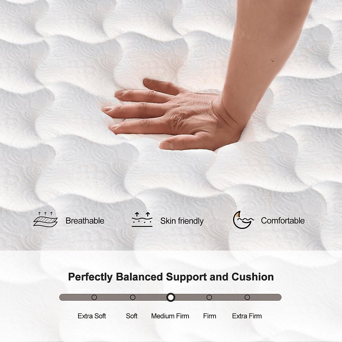 Hotkid,Queen Mattres, 12 Inch Hybrid Queen Mattresses in a Box, Memory Foam and Pocket Springs,Soft and Comfortable Medium Firm Mattress, Pressure Relief,Cool and Breathable
