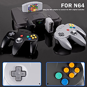 KIWITATA Wireless N64 Controller Compatible with Switch/Lite/OLED, 2.4GHZ N64 Remote Wireless Switch Game Joystick Controller Gamepad for N64 /Switch Console, Raspberry Pi, PC Windows 7,8,10,11 Gray