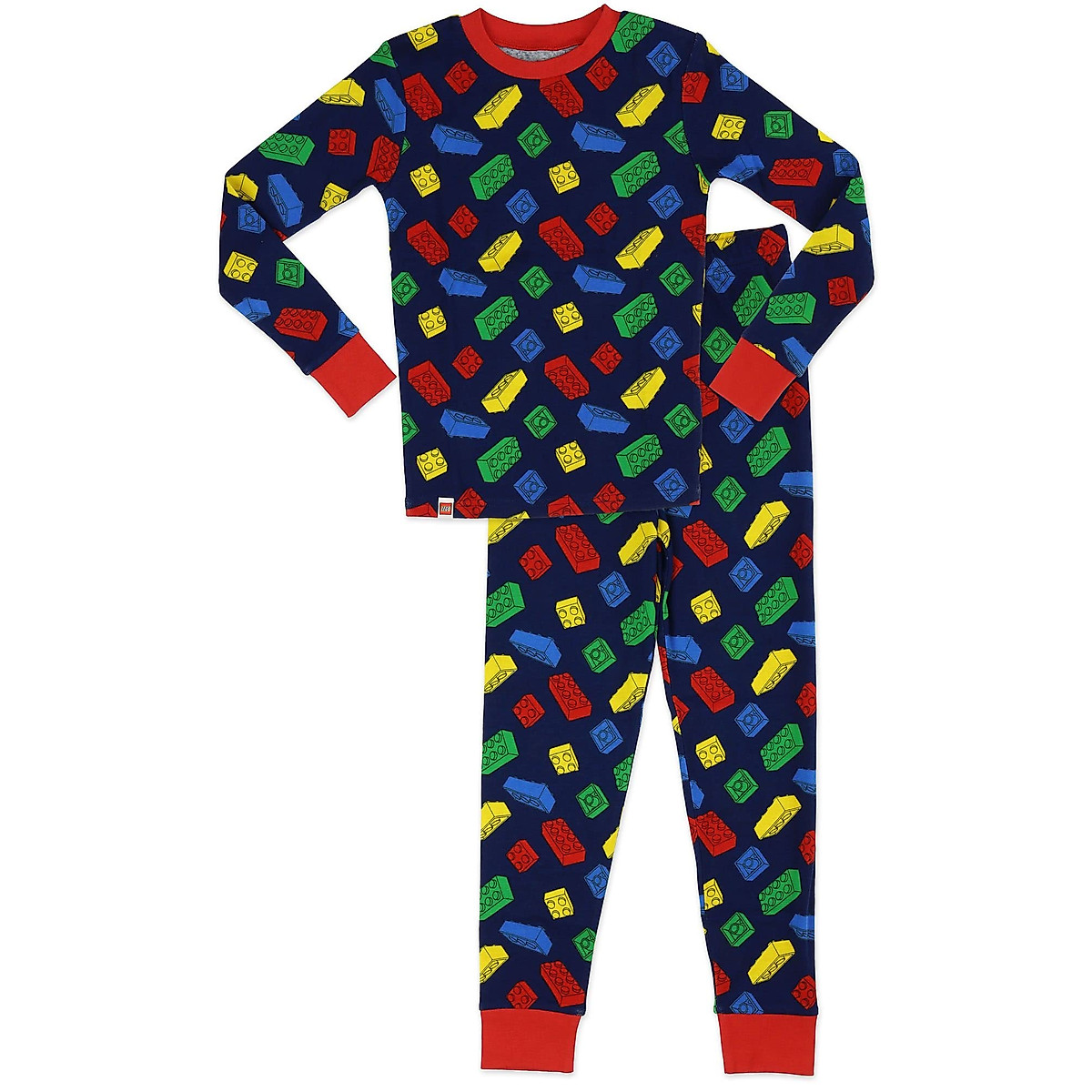 LEGO Boys 2 Piece Cotton Pajama Set, Size 4 Navy