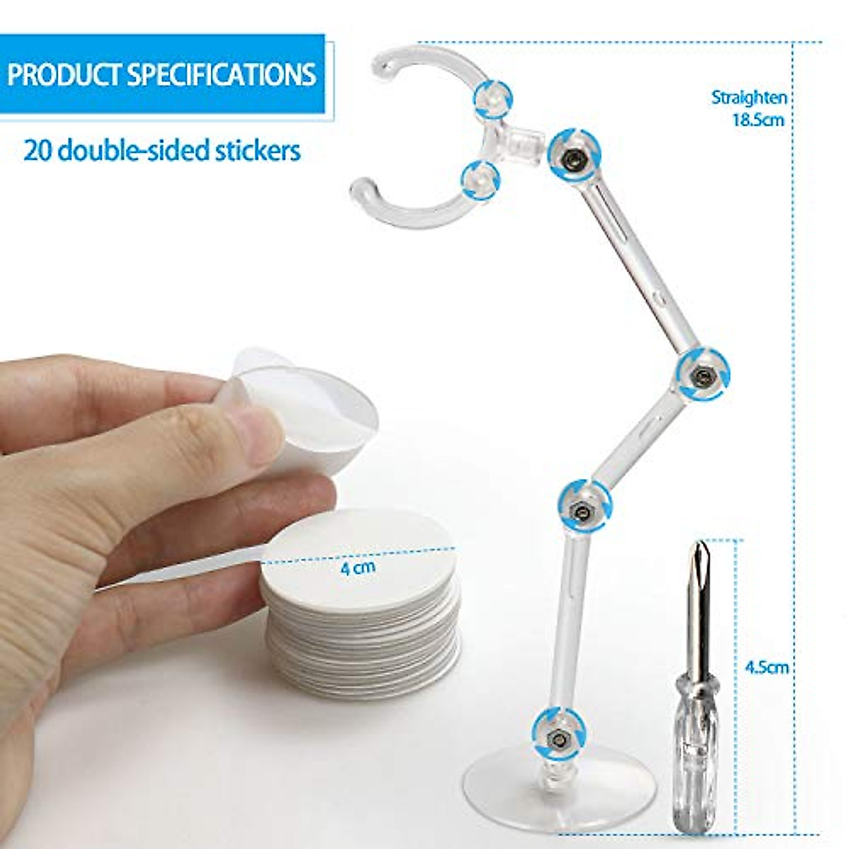 Linhoo Action Figure Stand, 8pcs Action Figure Display Compatible with HG RG SD SHF Gundam Stand 1/144 with Screwdriver