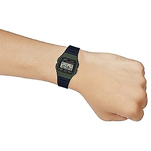 Casio Unisex Watch in Resin/Acrylic Glass with Date Display and LED Light - Water Resistance & Alarm, Green, 38.2 x 35.2 x 8.5 mm, Strap (F-91WM-3AEF)
