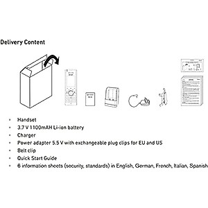 Snom M65 Professional DECT-Mobilteil (250 Stunden Standby, 2 Zoll 176 x 220 Pixel TFT, SW OTA-Upgrade, Vibrationsalarm, Gürtelclip, beleuchtete Tastatur), Schwarz, 00003969