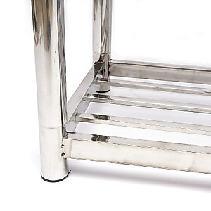 Commercial Sink Basin w/Faucet Catering Prep Table Kitchen Shelf Stainless Steel Outdoor Sink Freestanding with 2 Shelves 2 Drainer for Garage,Restaurant