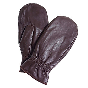 Pratt and Hart Alps Women’s Leather Mittens with Hi-Loft Sherpa (Polyester) Lining Size L Black