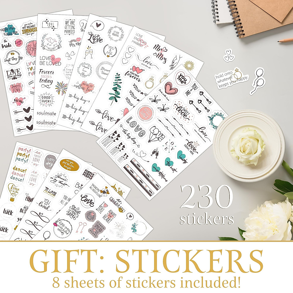 Premium Wedding Guest Book Set, Includes Slipcase Box, 100 Pages, and 200 Stickers, Perfect for Wedding Reception, Bridal Shower, and Special Events