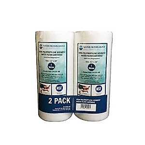WFD, WF-SP105-BB 4.5"x10" 5 Micron Sediment Water Filter Cartridge, Spun Polypropylene, Fits in 10" Big Blue (BB) Housings of Filtration Systems for Whole House (2 Pack)