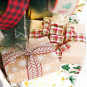 MEEDEE Burlap Wired Ribbon 2.5 Inch 6 Rolls 36 Yards Buffalo Plaid Ribbon for Wreaths, Tree Decorations, Ribbon Garland