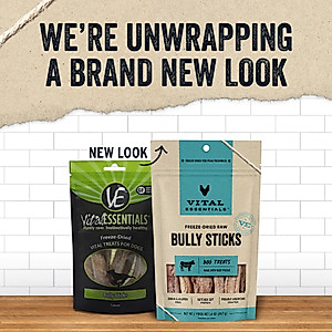 Vital Essentials Freeze Dried Raw Single Ingredient Dog Treats, Bully Sticks, 1.4 oz