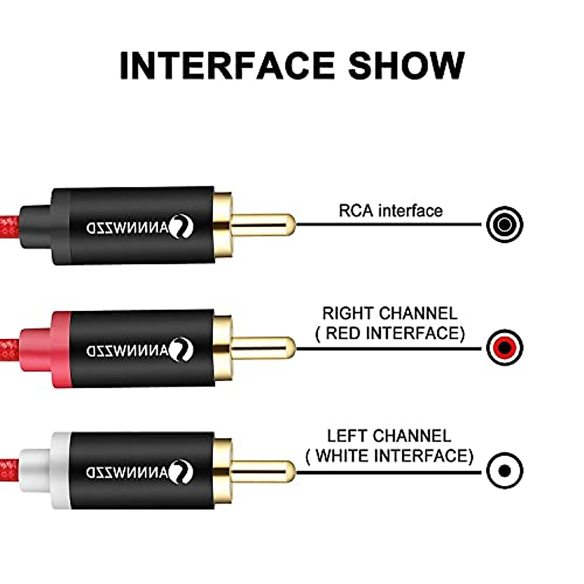 ANNNWZZD 10FT RCA Y-Adapter Splitter Cable, 1 Male RCA to 2 Male RCA Subwoofer Audio Cable