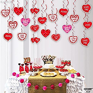 KatchOn, I Love You Valentines Hanging Swirls - Pack of 30, Valentines Day Decorations | Valentines Heart Decorations for Valentines Day Decor | Hanging Hearts Decorations for Valentines Decorations.