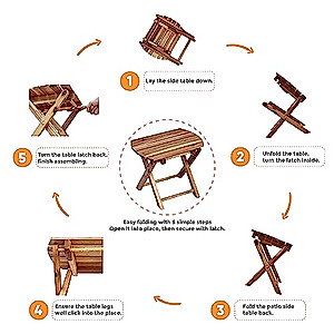 TIMBERHOLM Pack of 2 Folding Side Tables Outdoor for Patio, Small Folding Table Outdoor, Outdoor Table Small, Teak Table Outdoor, Foldable Table, Small Patio Side Table, Natural (Oval)