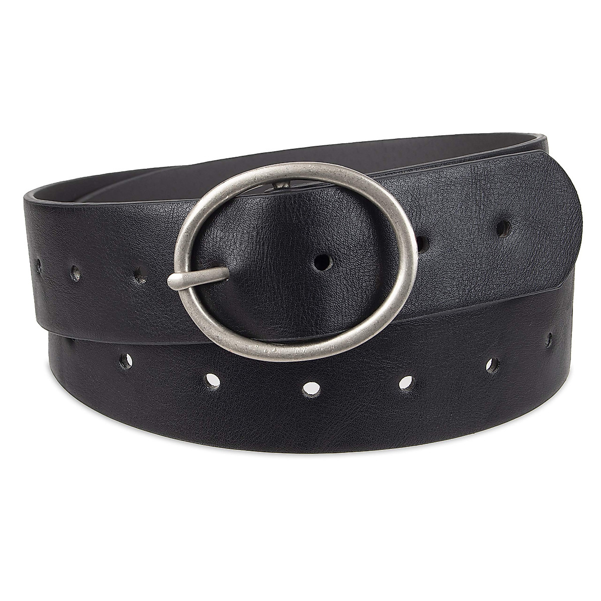 Amazon Essentials Women's Fully Adjustable Belt with Round Buckle (Available in Plus Size), Brown Casual, Medium