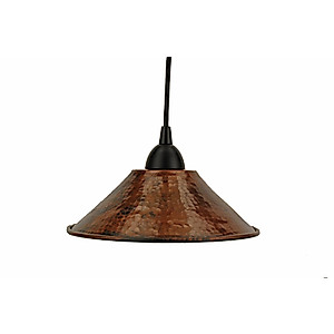 Premier Copper Products L500DB 9-Inch Hand Hammered Copper Cone Pendant Light, Oil Rubbed Bronze