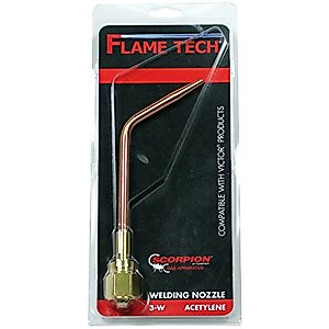 Flame Tech Medium-Duty Welding Nozzle, For Acetylene Gas, Size 00, Victor-Compatible Welding Tool, General Purpose Welding and Preheating, Tested in the USA (00-W-1)