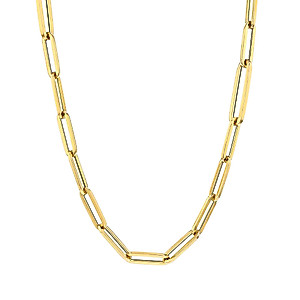 Jewelry Affairs 14k Yellow Real Gold Paperclip Chain Necklace, 3mm (18.0 Inches)