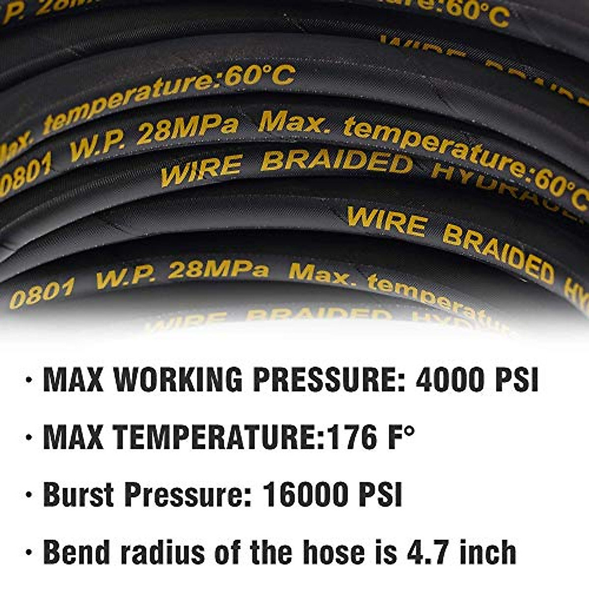 Xiny Tool 50FT Pressure Washer Hose with 3/8" Quick Connect, 4000 PSI High Tensile Wire Braided Power Washer Hose for Cars, Swimming Pool, Floors
