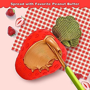 BAPSOUZU Squeaky Dog Chew Toys for Aggressive Chewers, Rubber Indestructible Tough Durable Dogs Toys Interactive Puppy Teeth Clean (Red Strawberry)