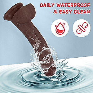 Sex Toys Dildo Realistic Silicone Dildo, Safety Material for Clitoral Vagina and Anal Stimulation with Strong Suction Cups, Sex Adult Toys for Women and Couple 7.8 Inch (Brown)