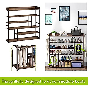 BMOSU Bamboo Tall Shoe Rack for Entryway Boots Free Standing Shoe Storage Organizer Large Capacity Shoe Shelf Garage 6 Tier Shoe Rack 24-25 Pairs for Hallway Closet Living Room Bedroom (Brown)