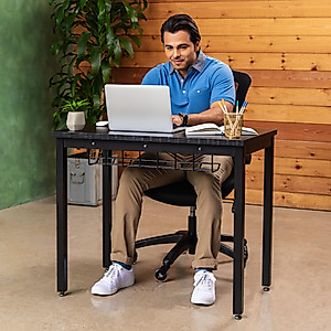 The Office Oasis Small Computer Desk with Cable Management Tray, 36in Length, Black