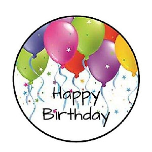 48 pcs Happy Birthday Balloons Stickers Envelope Seals Labels Round Tags, Stamps Sticker for Gift Cards, Envelopes, Boxes for Holiday, Birthday, Christmas