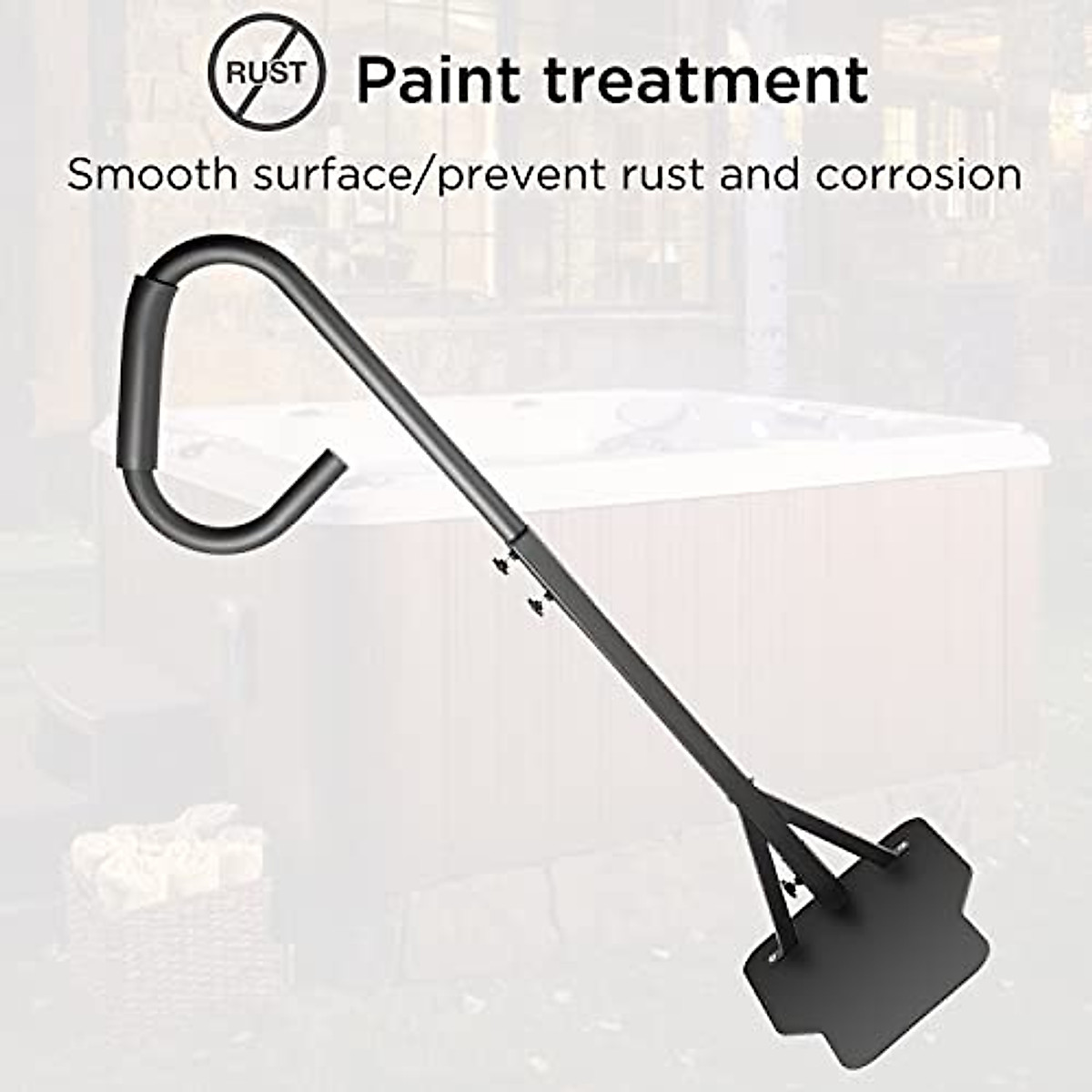 IHAYNER Hot Tub Handrail 56x19 Inch Spa Side Handrail 600LBS Capacity Spa Step Hot Tub Black Heavy Iron Spa Side Step with Slide-Under Mount Base