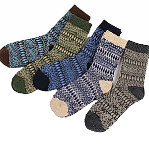 Winter Wool Socks 5 Pairs Mens Boot Socks for Men Winter Socks for Men Nordic Hiking Warm Soft Socks Men Size 7-11