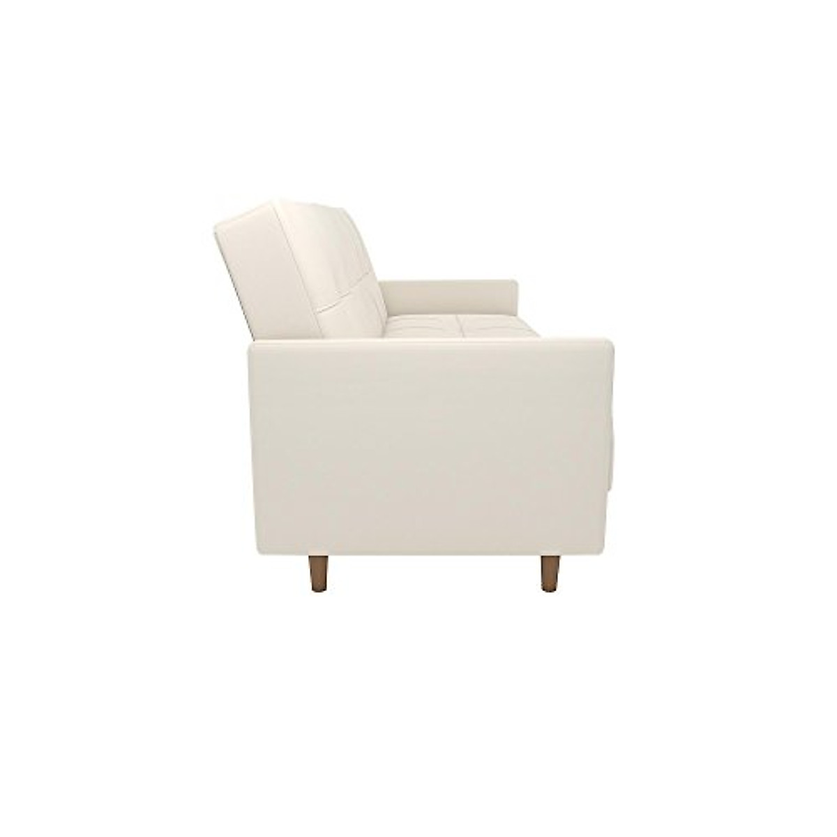 DHP Andora 76 Inch Futon Sofa Bed in Faux Leather, Modern Upholstered Couch Sleeper with Button Tufted Back and Seat, White