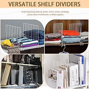 IVONNEY Wire Shelf Dividers Closet Organization, 8 Pack Metal Closet Dividers, White Wire Shelf Separators - Closet Shelf Dividers for Wood Shelves, Vertical Wire Shelving Dividers