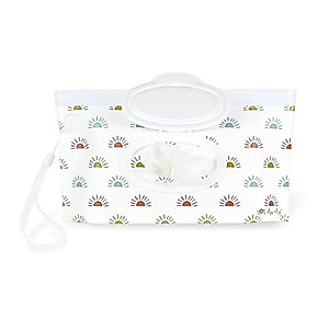 Itzy Ritzy Reusable Wipe Pouch – Take & Travel Pouch Holds Up to 30 Wet Wipes; Includes Silicone Wristlet Strap; Desert Sunrise