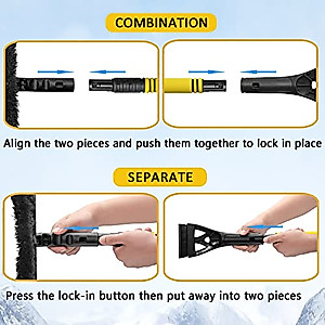 Ice Scraper, Ice Scrapers for Car Windshield, Multifunctional Snow Scraper and Ice Scraper, Snow Scraper for Car Windshield, Window and Side Mirrors