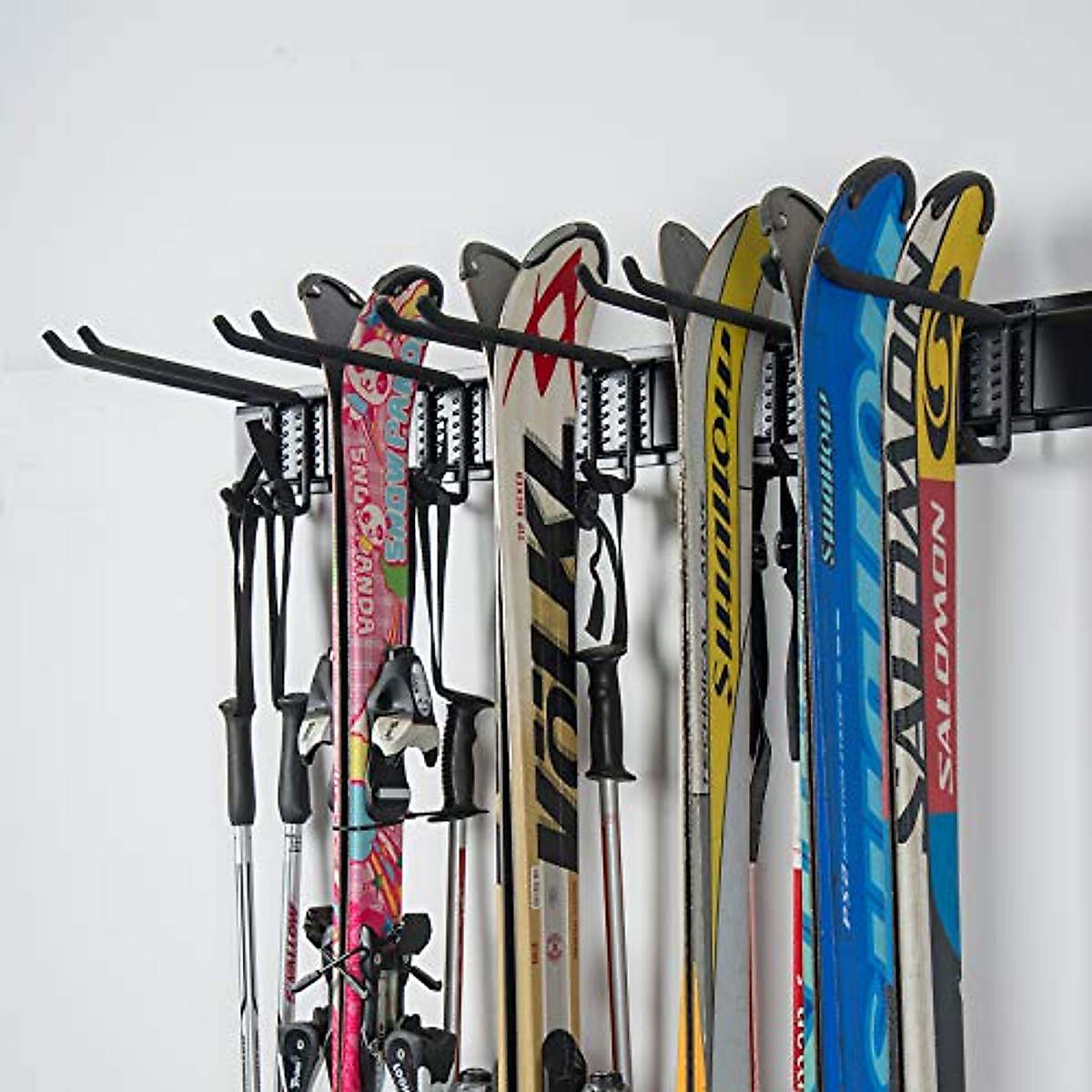 WALMANN Garage Storage Organization System Ski Wall Rack 10 Pairs of Skis Mount Hanger Home Shed and Garage Snowboard Wall Rack System Holds Up to 300lbs