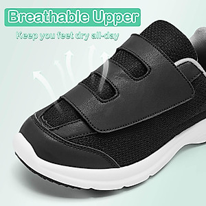 alcubieree Womens Wide Width Shoes Adjustable Strap Shoes Orthopedic Walking Sneakers for Elderly Diabetic Fasciitis for Foot Pain Relief Black