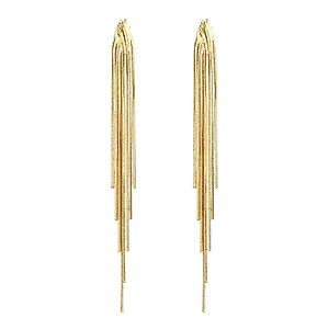 Long Chain Gold Tassel Earrings for Women Prom Statement Dangle Drop Earrings Elegant Formal Bridesmaid Bride Wedding Gifts