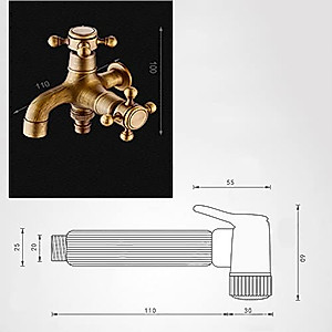 MINJING Retro Bidet Sprayer Kit for Toilet Single Handle Antique Bidet Tap Sprayer Wall Mounted Dual Function Toilet Bidet Douche Spray for Bathroom, A