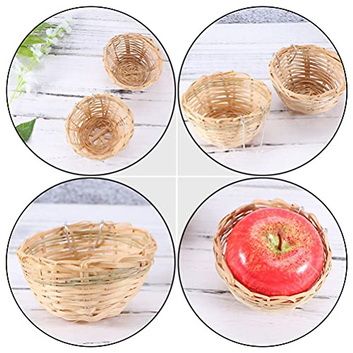 DOITOOL Outdoor Decor 7pcs Bamboo Weaving Breeding with Hooks Handmade Bamboo Pigeon Mat Breeding Egg Pad Breathable Nesting Mat Counntry Style Bird for Canary Swallow Finch Wicker Storage Basket