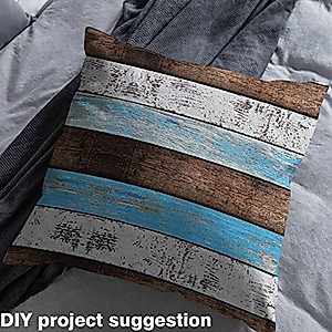 Blue Brown Wooden Grain Outdoor Fabric by The Yard,Western Farmhouse Style Fabric for Home DIY Projects,Old Wooden Barn Door Decorative Fabric for Kids Adults Room Decor,3 Yards