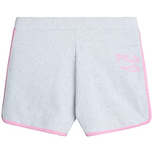 Fila Girls' Active Shorts - 2 Pack French Terry Sweat Shorts - Gym Running Performance Athletic Shorts (7-16), Size 7-8, Light Pink/Light Grey