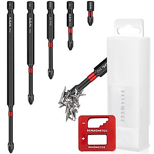 SuSuMu Impact Ready Magnetic Phillips Bits 2 S2 Steel Phillips Head Drill Tip Ph2 1/4 Hex Shank Cross CNC Anti Slip Screwdriver Bits Set with Magnetizer Case for Impact Driver Power Screwdriver