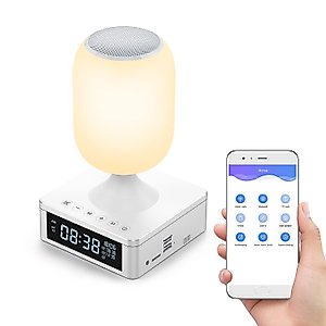 IVwarm Sleep Sound Machine Wake un Light,Smart Alarm Clock Sound Machine, Touch Control Nightstand Reading Light,APP Control Easy Setting Light with Dimmable Display and USB Charging Station