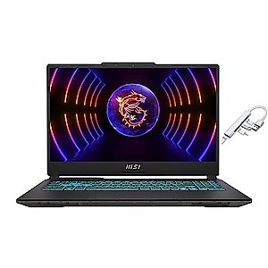 MSI Cyborg 15.6" 144hz Gaming Laptop | Intel i7-12650H Processor | 16GB RAM DDR5| 512GB SSD | NVIDIA GeForce RTX 4060 | Backlit Keyboard | Windows 11 Home | Black | Bundle with USB 3.0 Hub