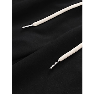 WDIRARA Men's Cartoon Bear Print Drawstring Waist Sweatpants with Pocket Black M