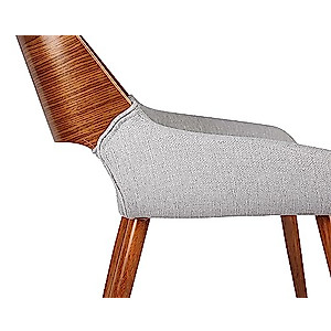 Armen Living Panda Dining Chair in Grey Fabric and Walnut Wood Finish 25D x 20W x 31H in