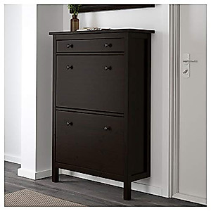 IKEA Hemnes Shoe Cabinet With 2 Compartments, Black-Brown